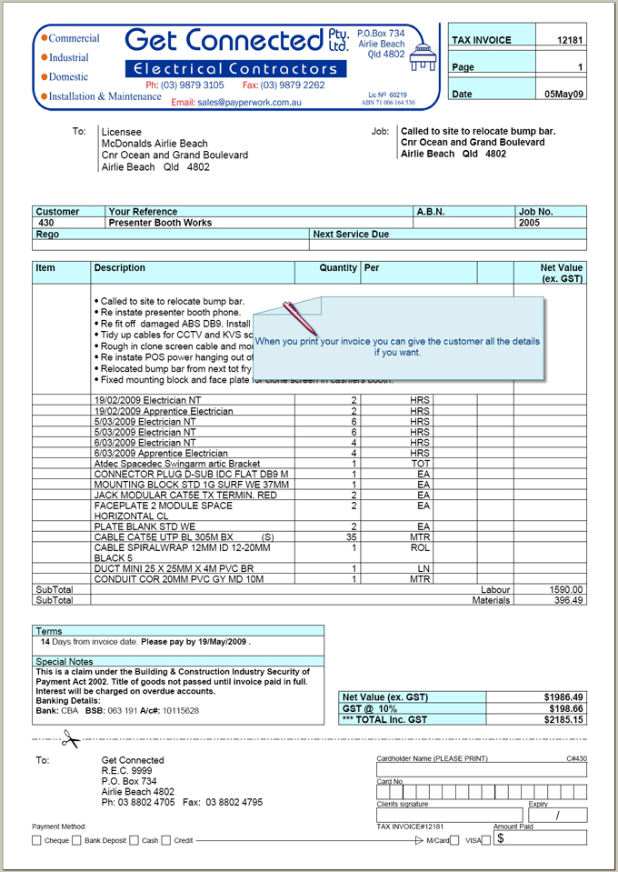 Invoicing Software For Electrical Contractors - Invoice Template