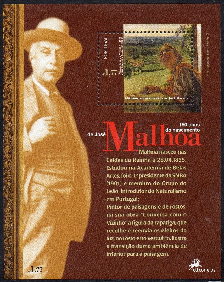 Efemérides filatélicas: 26 outubro - Falecimento de José Malhoa