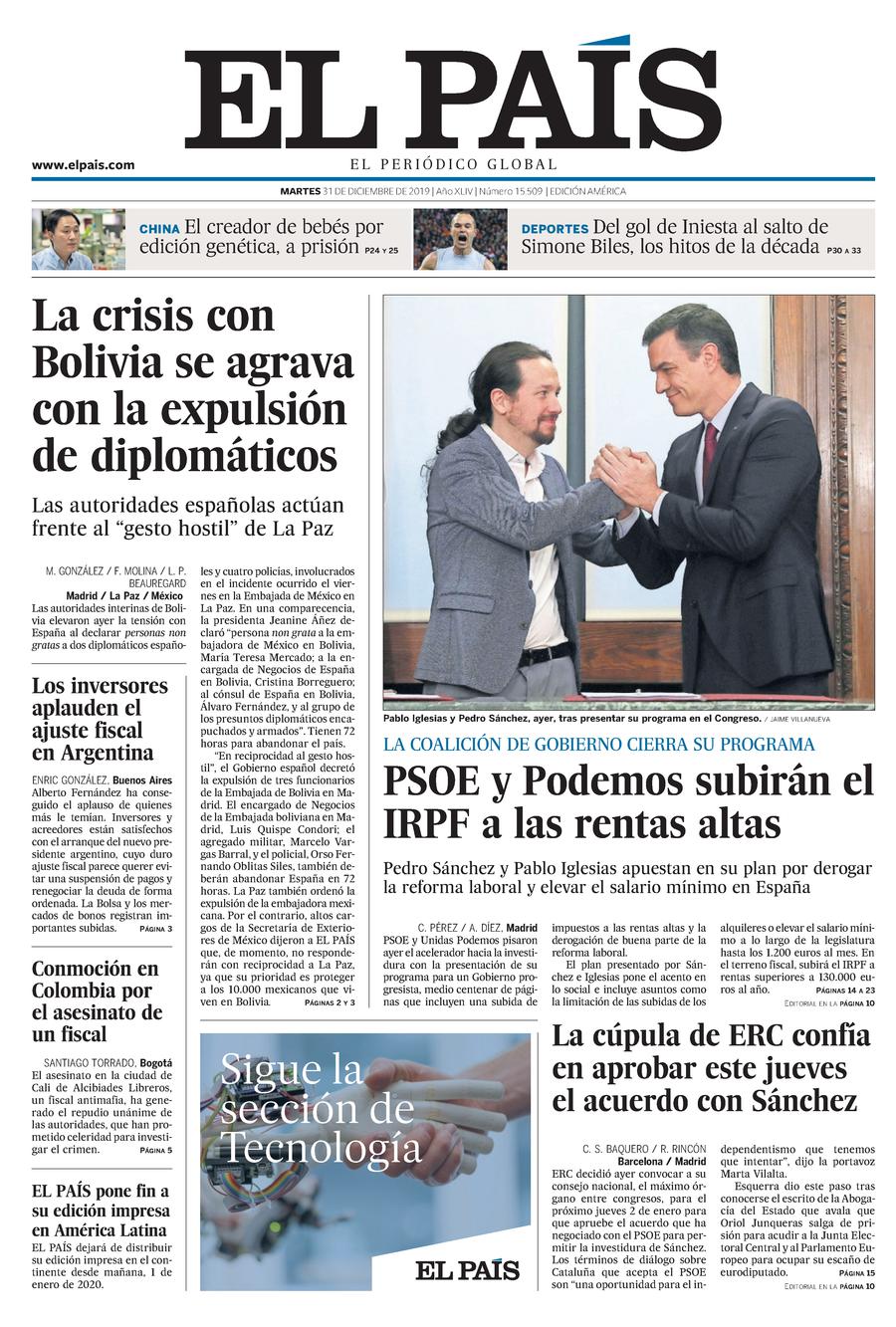 Señales: El diario El País pone fin a su edición impresa en América Señales: El diario El País pone fin a su edición impresa en América