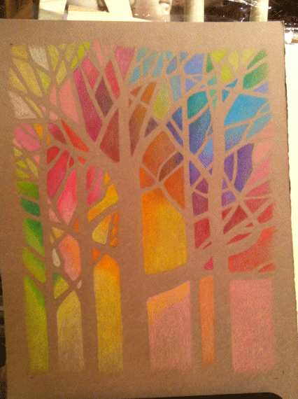 Image Maker: Trees in colored pencil