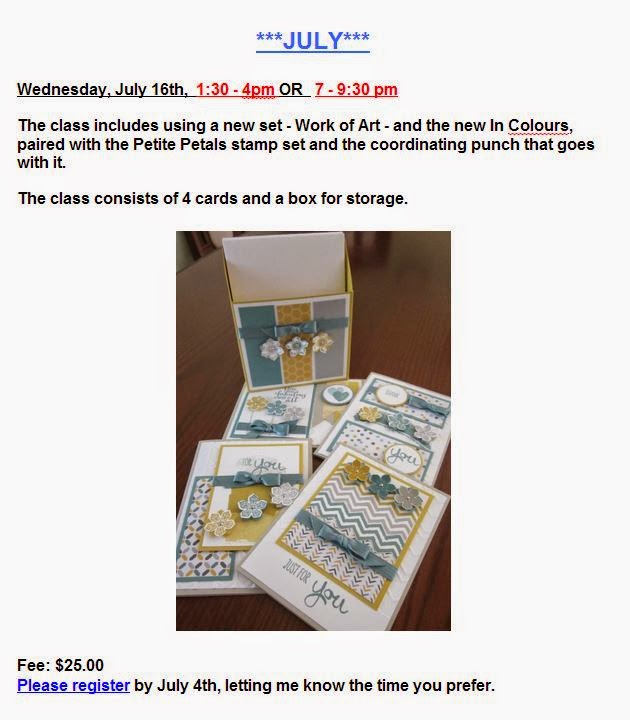 Creating With Carol: Last Chance to Sign up for July Classes!