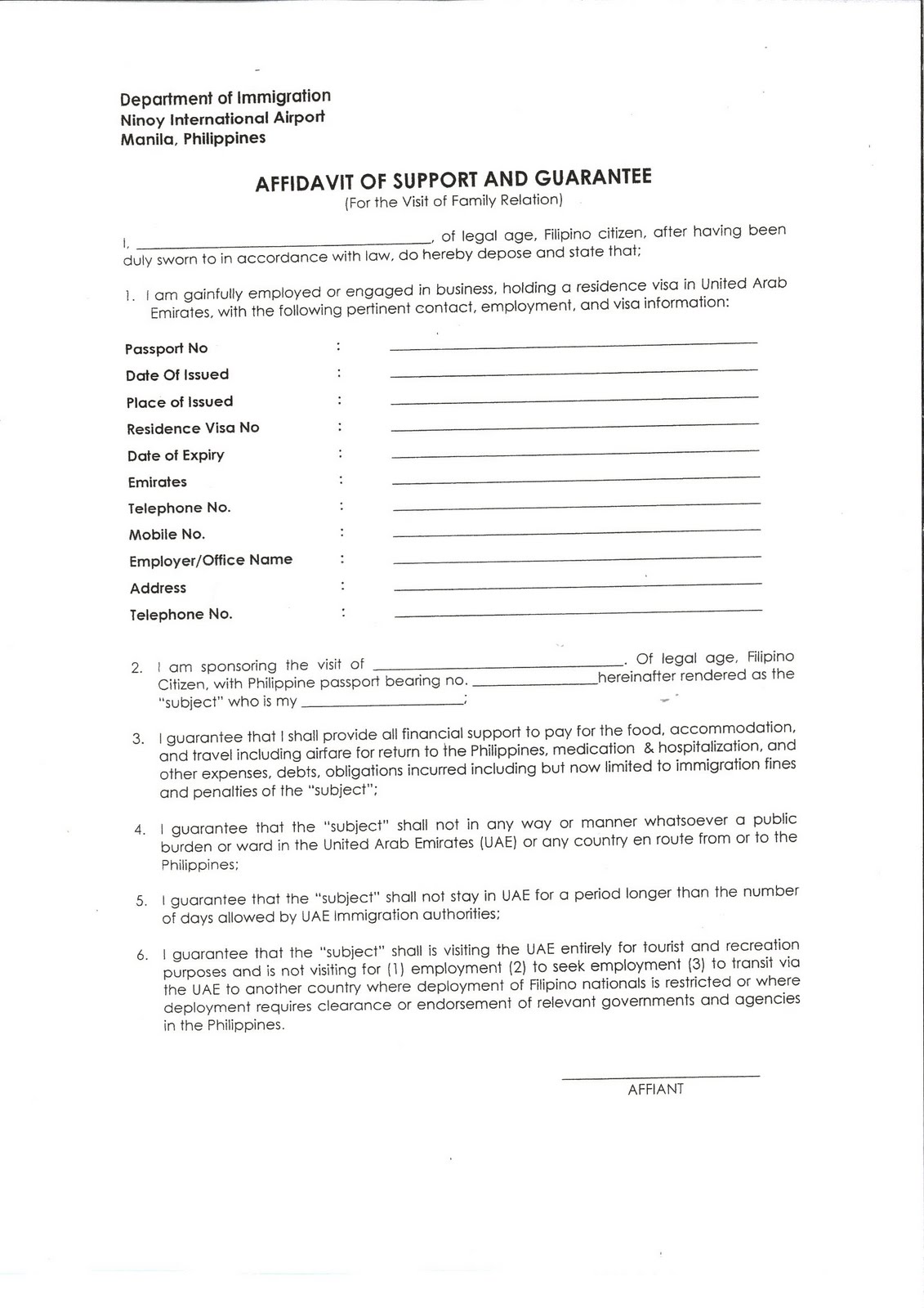 Affidavit Letter For Immigration Marriage Sample | Master of Template ...