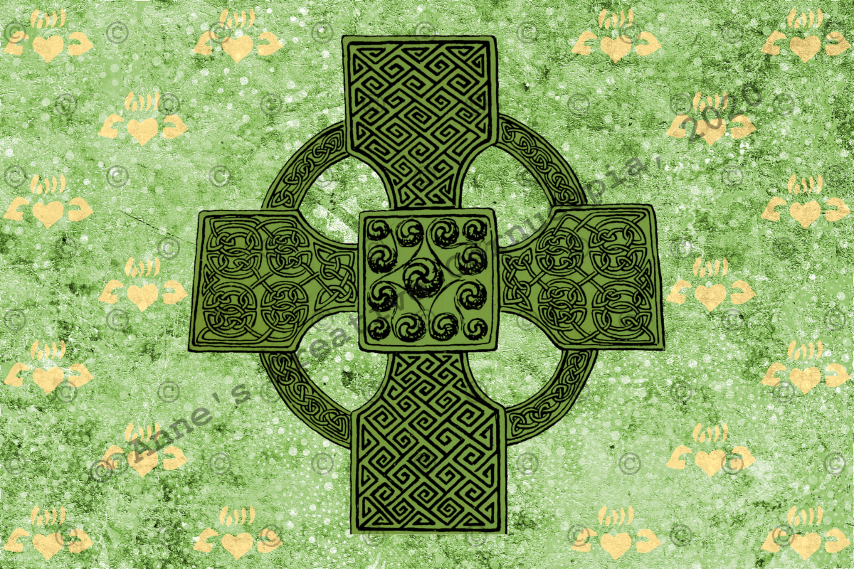 Anne's Creative Cornucopia: "Gold Claddagh / Green Celtic Cross Rustic ...