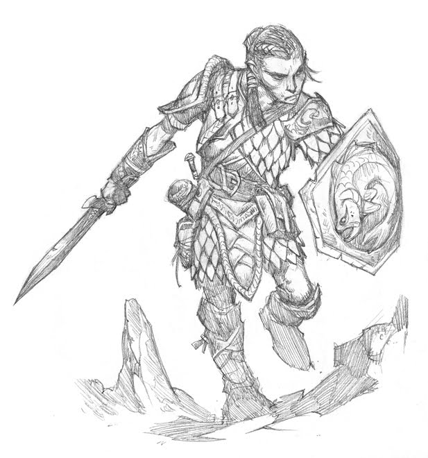 Female Halfling Rogue Drawing Sketch Coloring Page