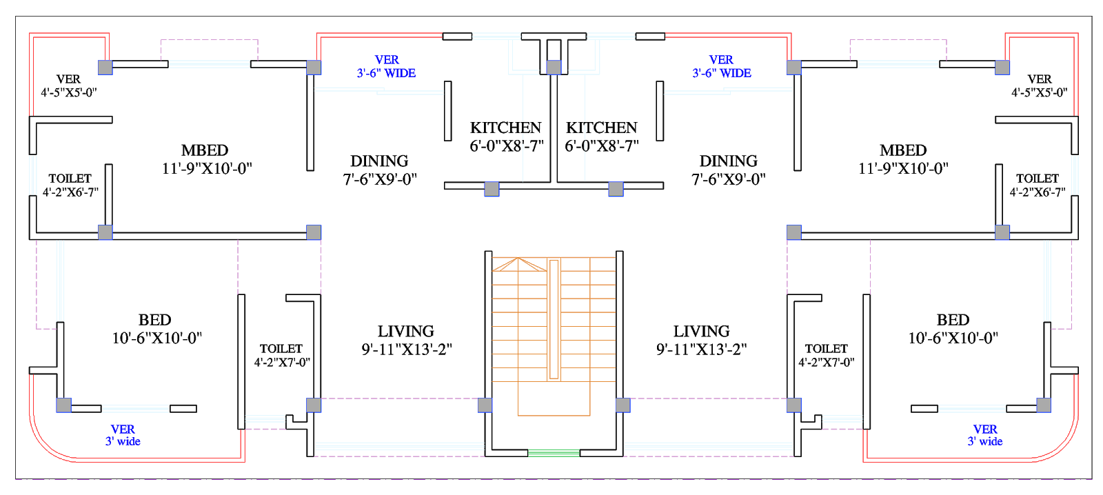 4 Storey Residential Building - First Floor Plan - House Plans and Designs
