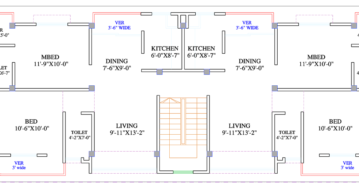 4 Storey Residential Building - First Floor Plan - House Plans and Designs