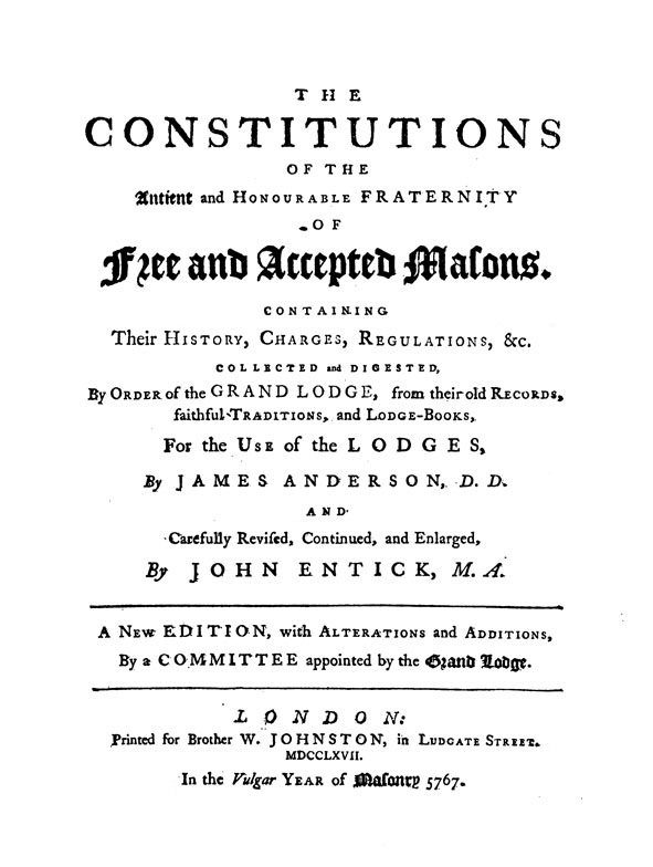 LES SENTIERS D’HERMÈS: ANDERSON The Constitutions of the Free-Masons ...