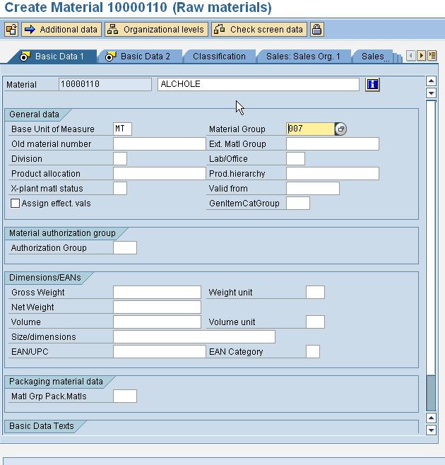 SAP User Manual for MM Material Management Module - Create Material ...