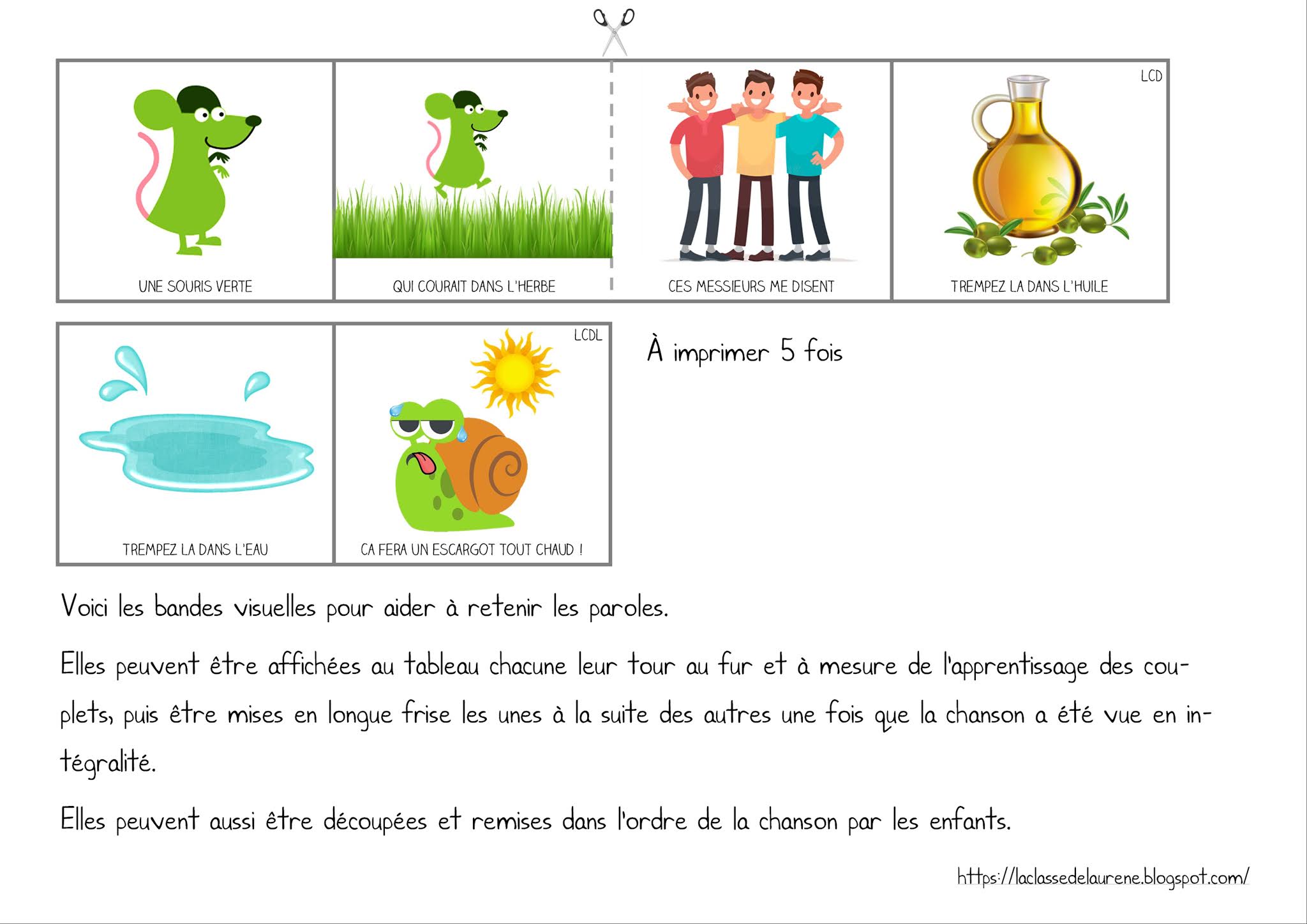 La maternelle de Laurène: Paroles - une souris verte