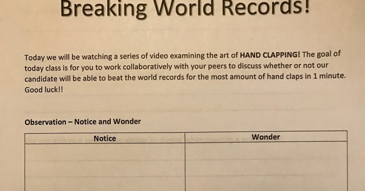 Moore Education: Notice and Wonder Charts