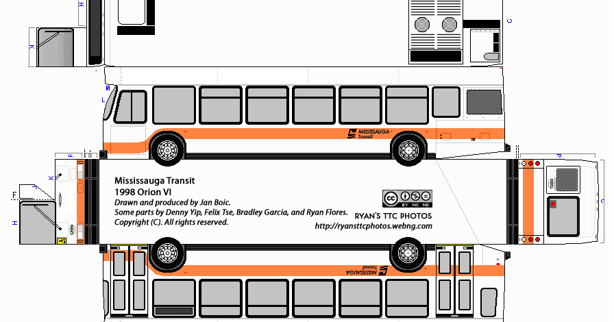 SP. Papel Modelismo: PaperBus 1998 Orion VI - Mississauga Transit - MiWay