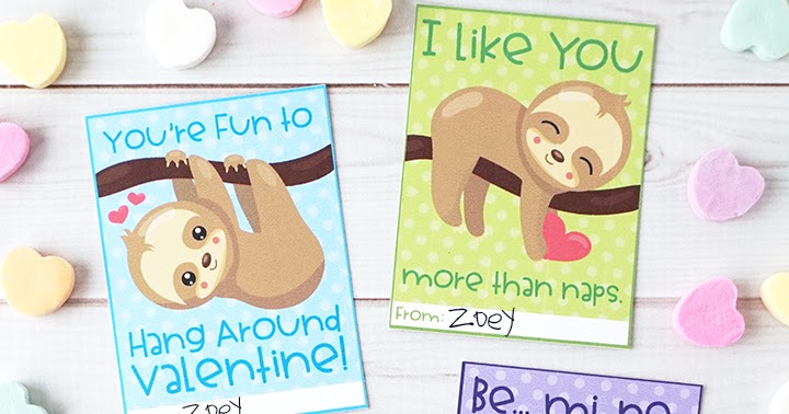 Free Printable Sloth Valentines | artsy-fartsy mama