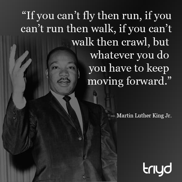 MLK Quote: “If you can’t fly then run, if you can’t run then walk, if ...