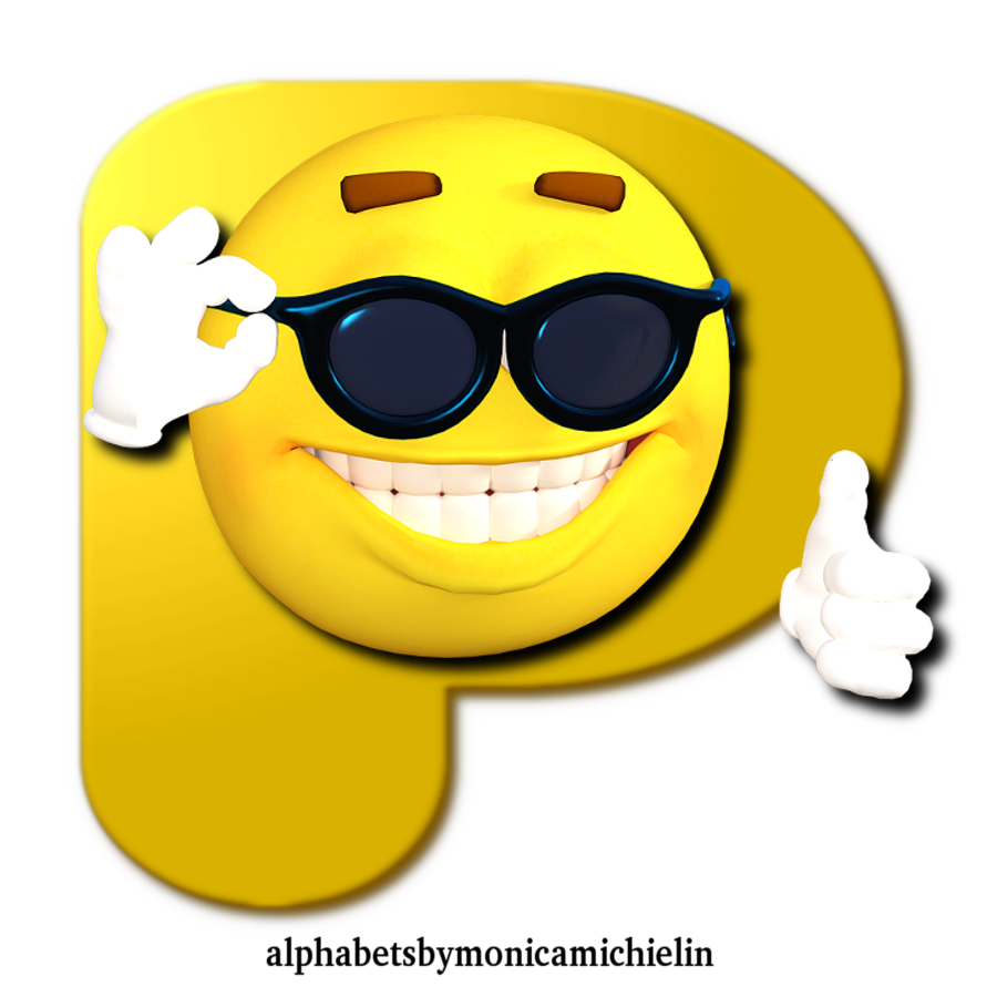 Monica Michielin Alphabets: YELLOW SMILE SUNGLASSES ALPHABET EMOJI ...