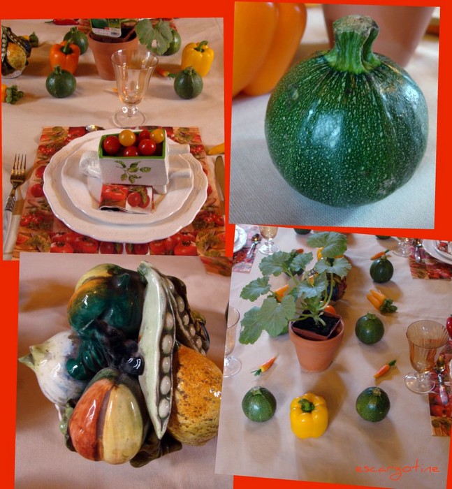 Je décore ma table: Défi "petits légumes" 1° série de tables