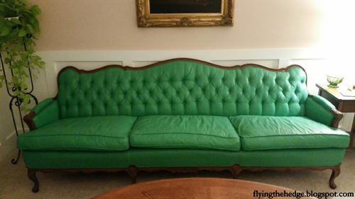 Flying the Hedge: DIY Painted Fabric Couch