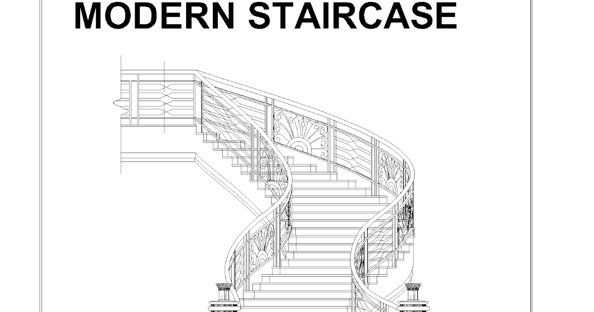 Modern Staircase design in 2D Modelling and Drafting
