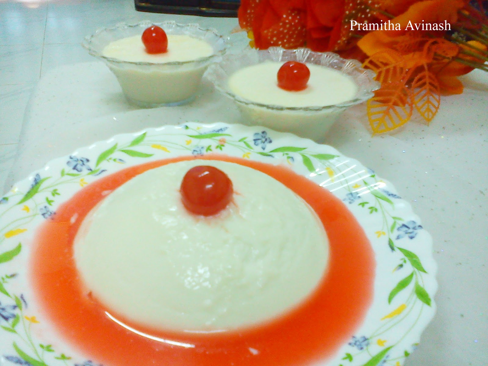 Pramitha Love Cooking!!!!!: Panna Cotta With Cherry Sauce