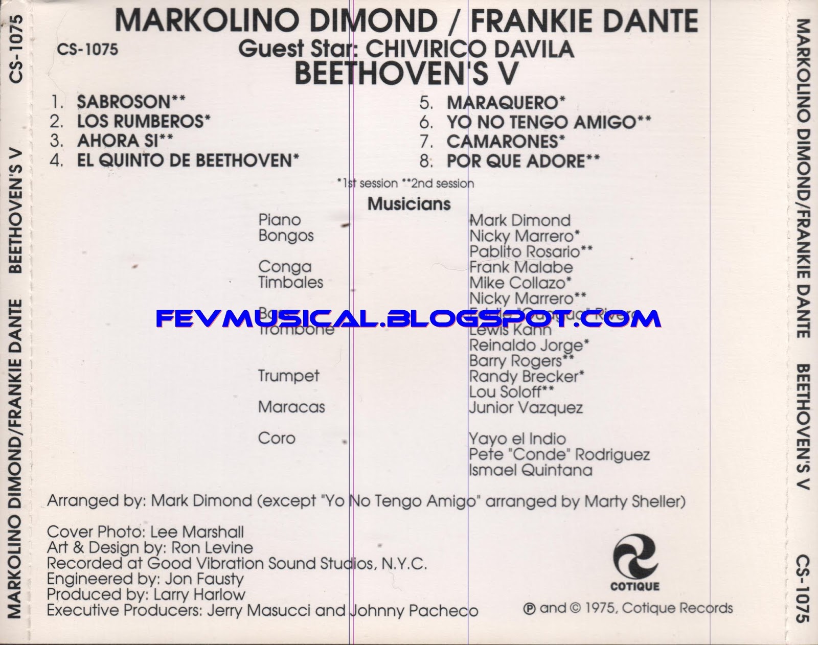 FEV MUSICAL: 1975 - Markolino Dimond & Frankie Dante - Beethoven's V ...