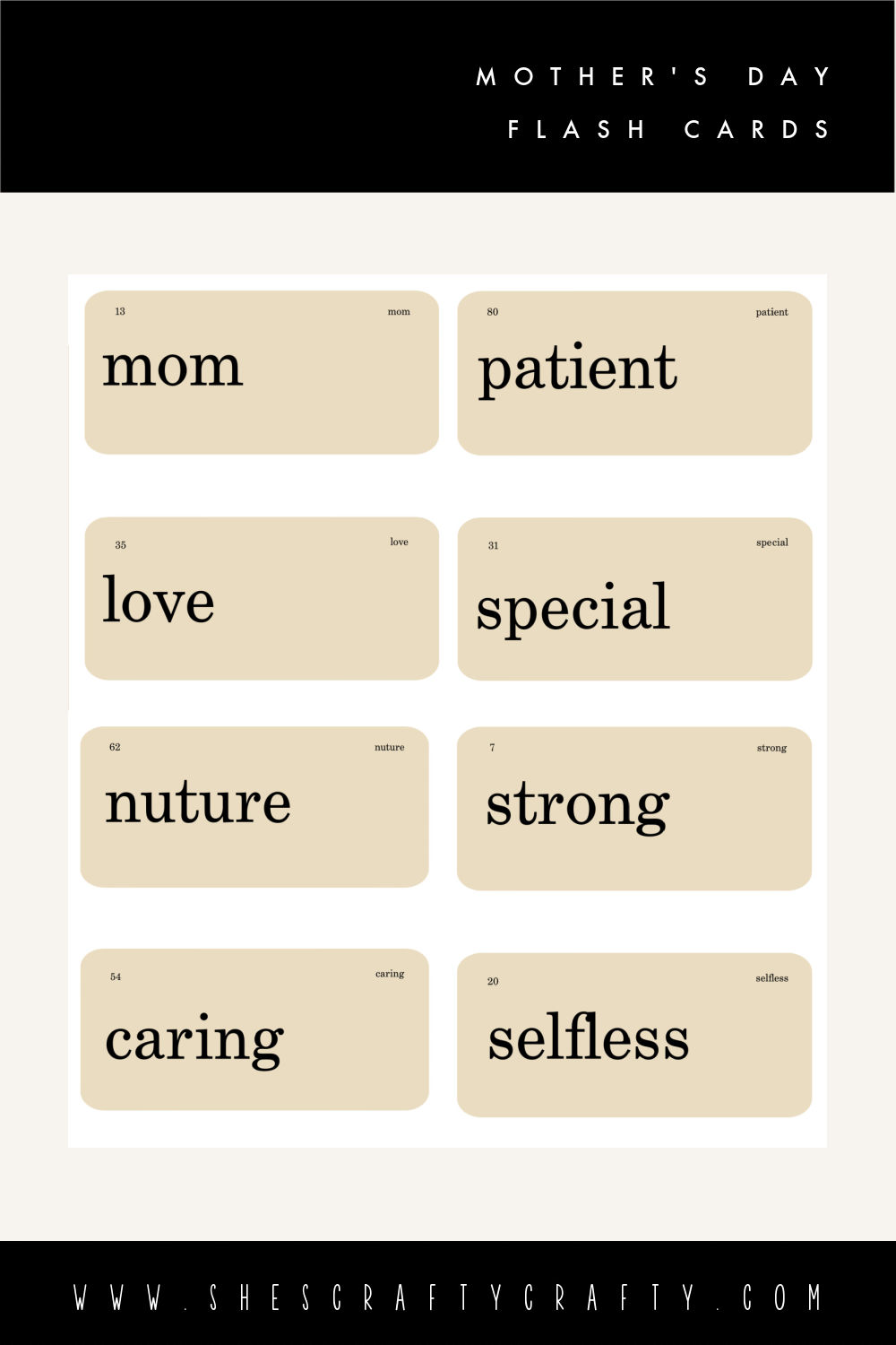 She's Crafty: Mother's Day Free Printable flash cards
