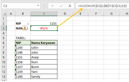Belajar Microsoft Excel: Mengatasi Error Pada Rumus VLOOKUP