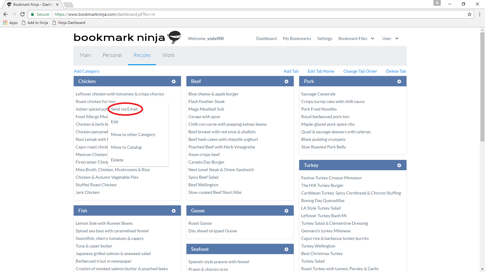 Bookmark Ninja: New Feature: Send Bookmarks via Email