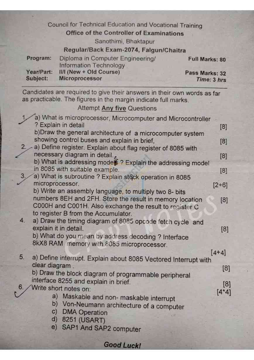 Ctevt Question Paper 2074 3rd Semester Diploma In Information Technology