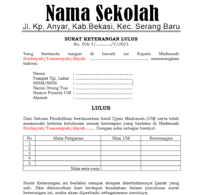 Unduh Surat Keterangan Lulus (SKL) Format Word Bisa di Edit - Catatan ...