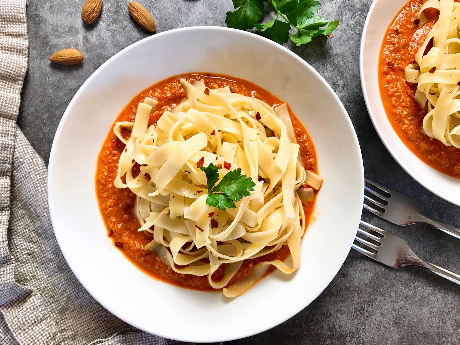 Pasta with Easy Romesco Sauce