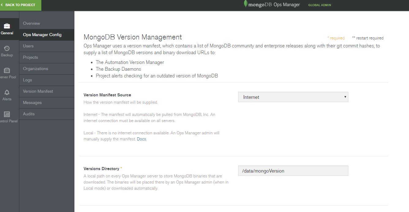 MongoDB OpsManager 3.6.5 version manifest binary location change