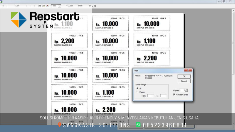 CARA CETAK LABEL HARGA PADA RAK MINIMARKET DARI APLIKASI KASIR REPSTART ...