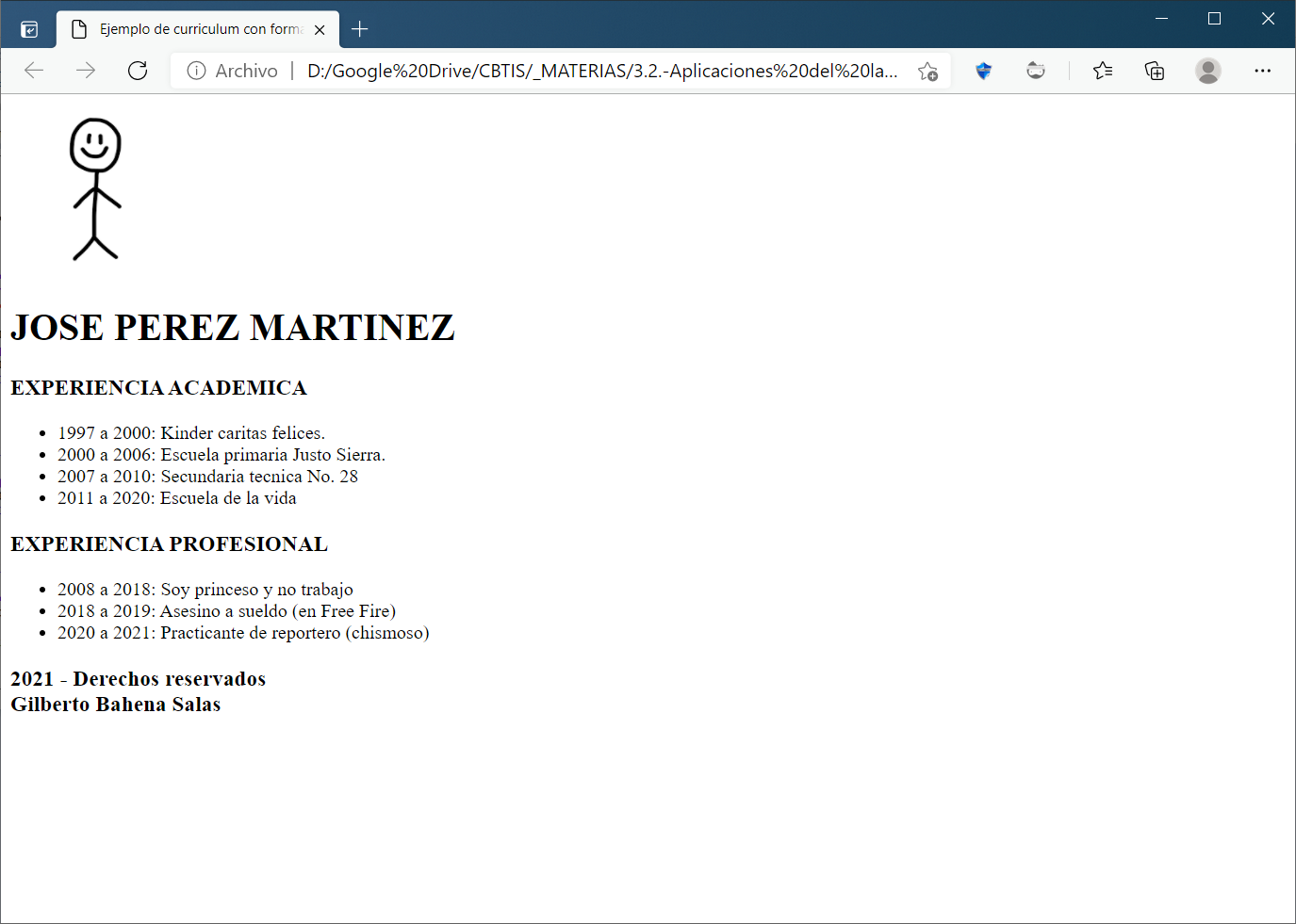 Programar un curriculum HTML con formatos CSS
