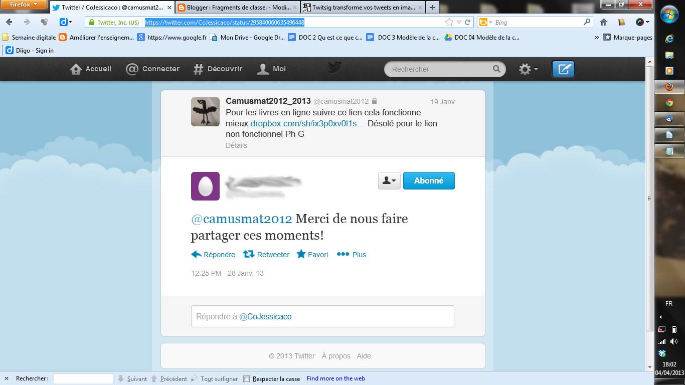 Fragments de classe.: avril 2016