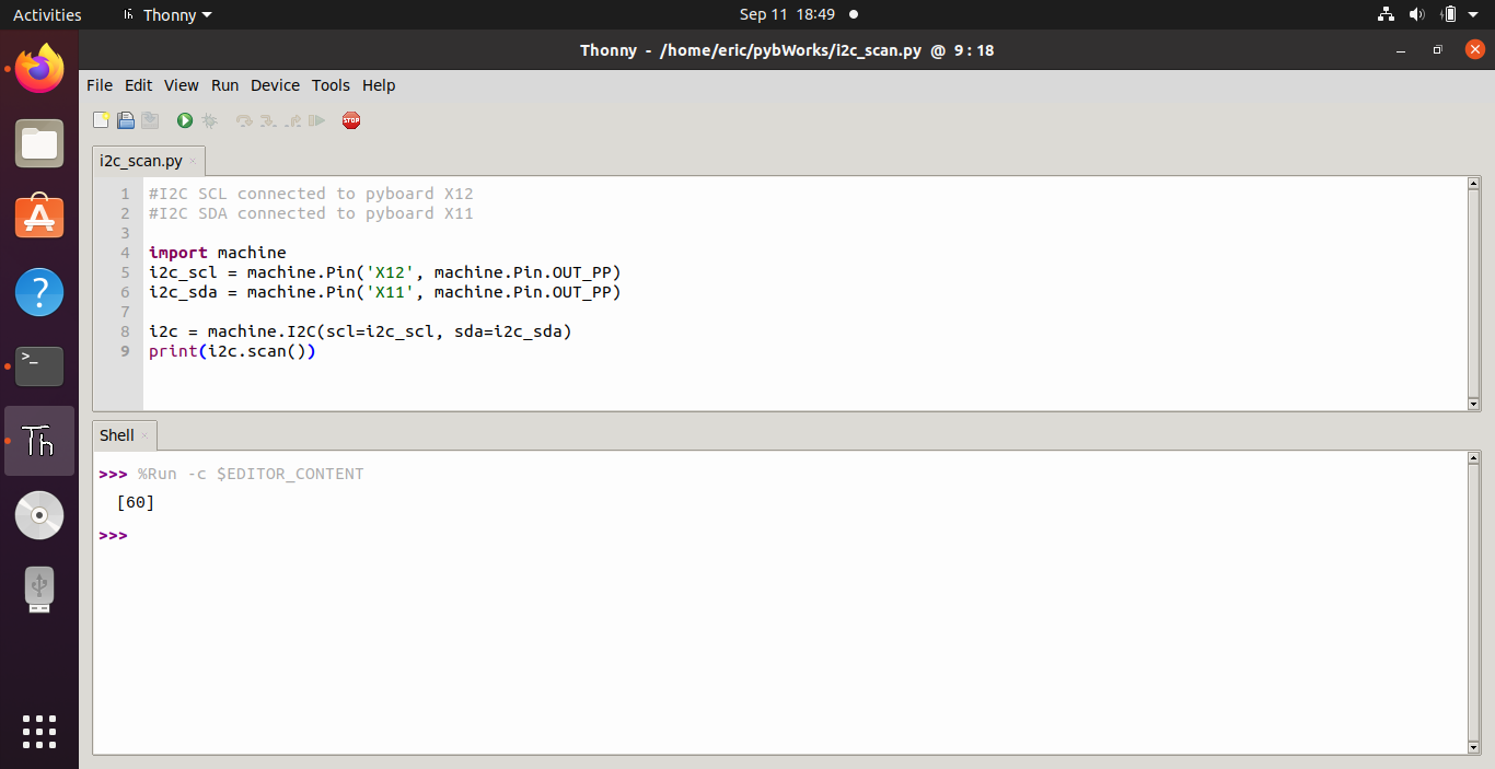 Embedded things: pyboard MicroPython exercise: scan I2C address Embedded things: pyboard MicroPython exercise: scan I2C address