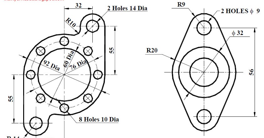 Soal Soal Latihan Drawing Autocad (2 Dimensi)