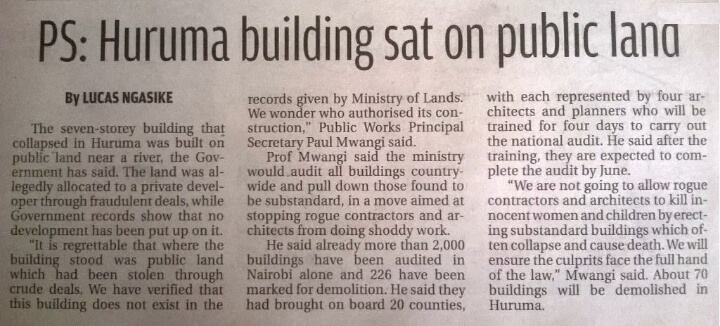 Huruma Building That Collapsed was on public Land | Kenyan Storos