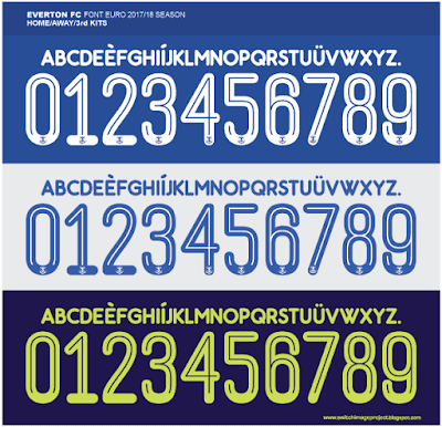 Football teams shirt and kits fan: Font Everton EURO 2017-18 Kits