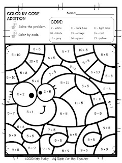 An Apple For The Teacher: Bugs Color By Number Math Facts Practice