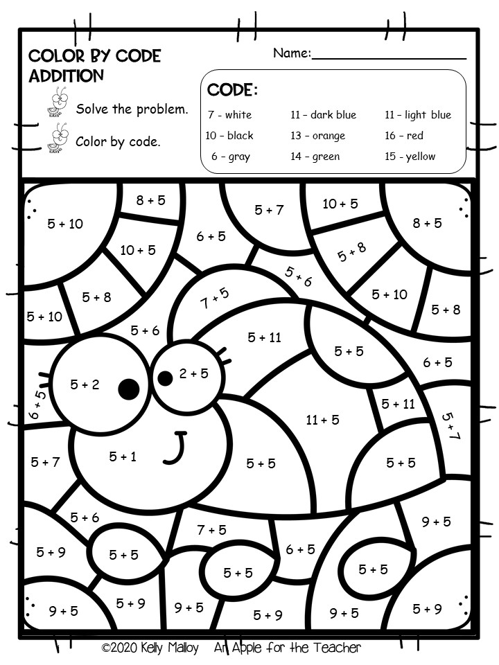 An Apple For The Teacher: Bugs Color By Number Math Facts Practice