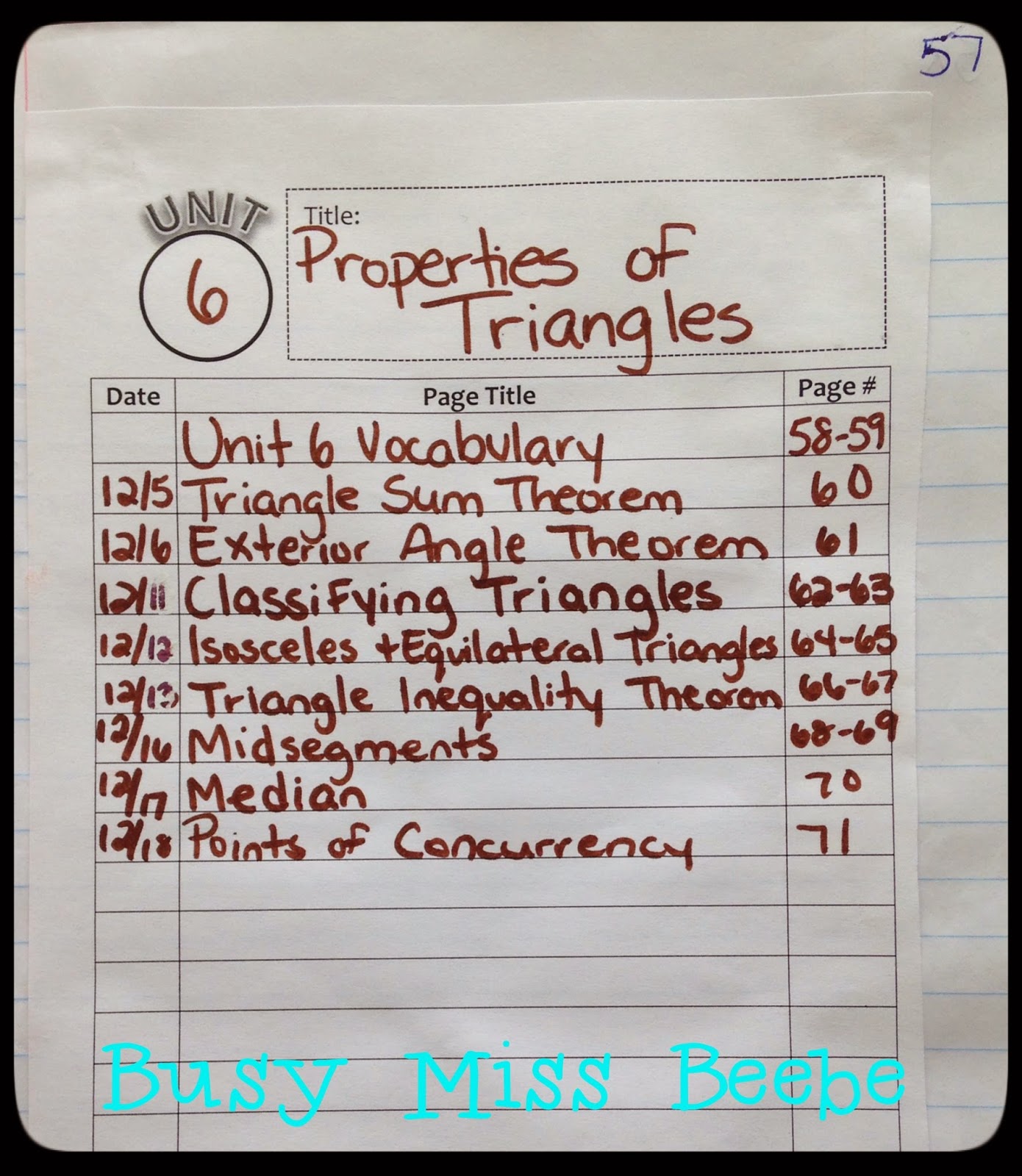 Busy Miss Beebe: Geometry Interactive Notebook - The Sixth Unit