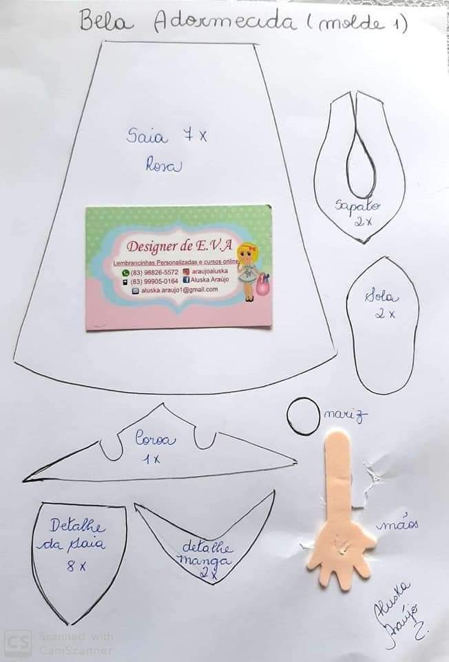 Fofucha princesa Aurora de EVA: molde gratis