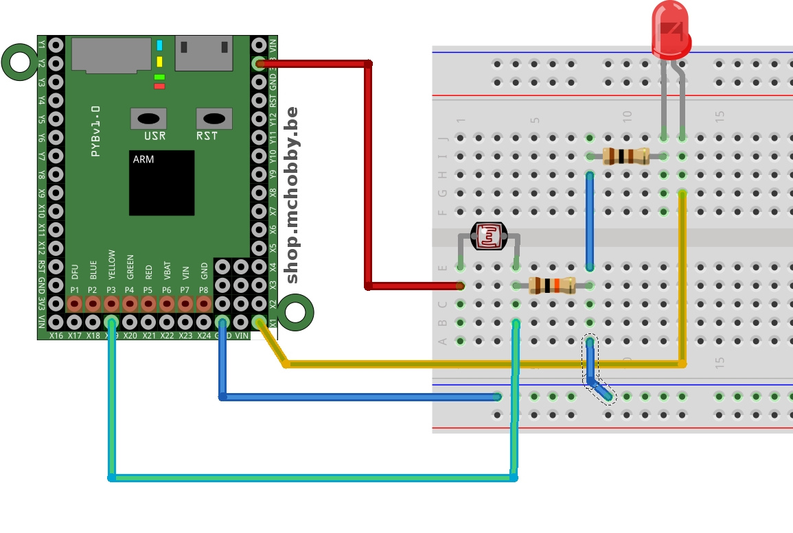 Micropython Pyboard Et Photo Résistance Côté Obscure Ou Côté Lumière Mchobby Le Blog