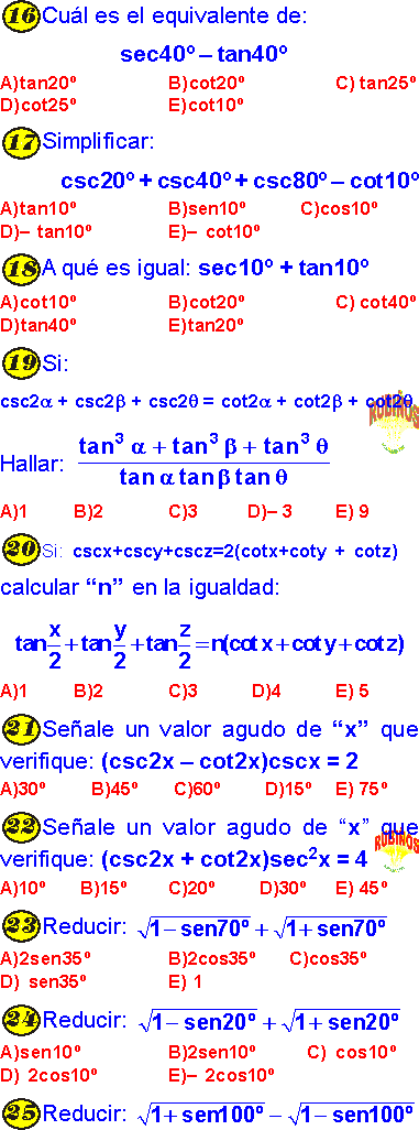 IDENTIDADES DEL ANGULO MITAD EJERCICIOS RESUELTOS DE TRIGONOMETRIA PDF