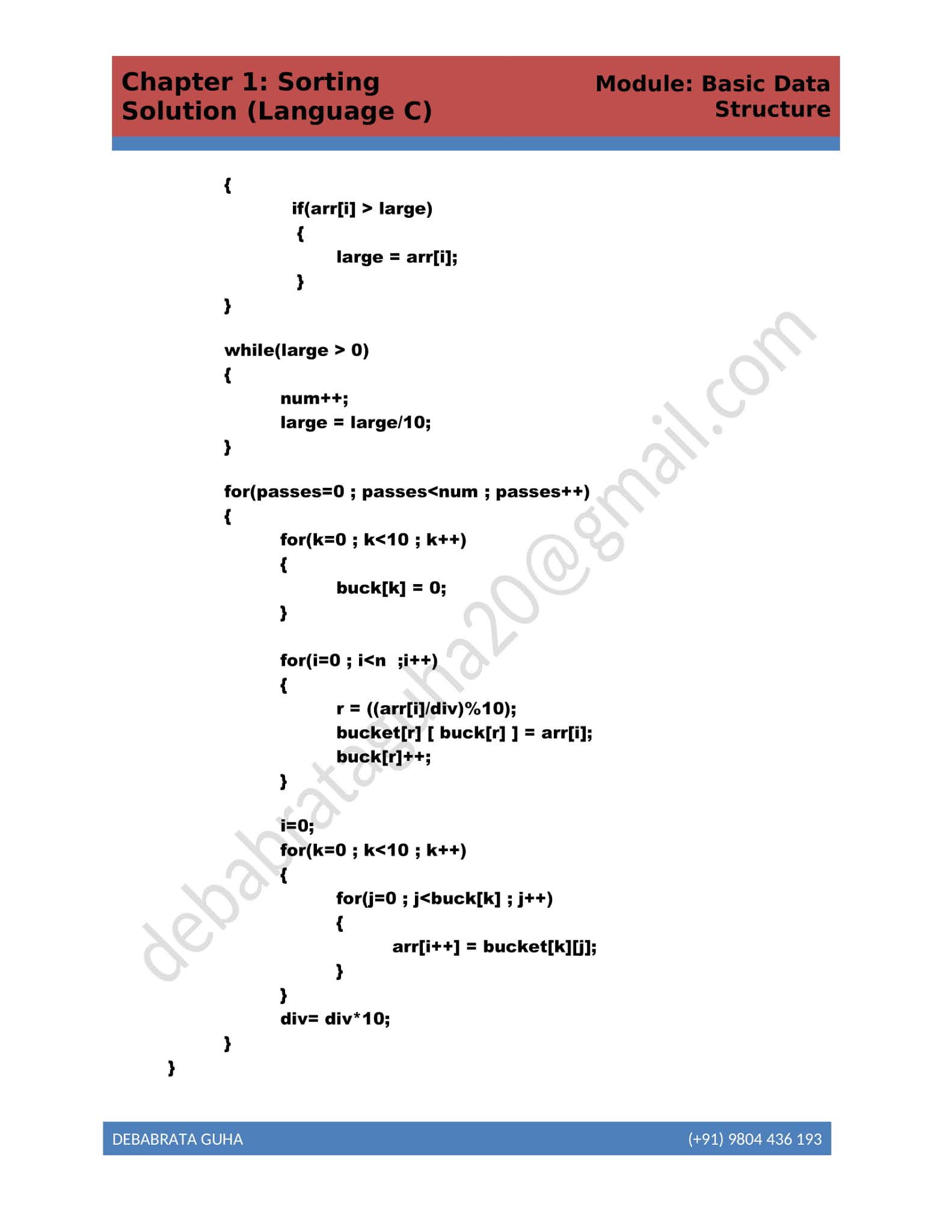 Data Structure solution in Language C (Chapter 1 ) : Sorting