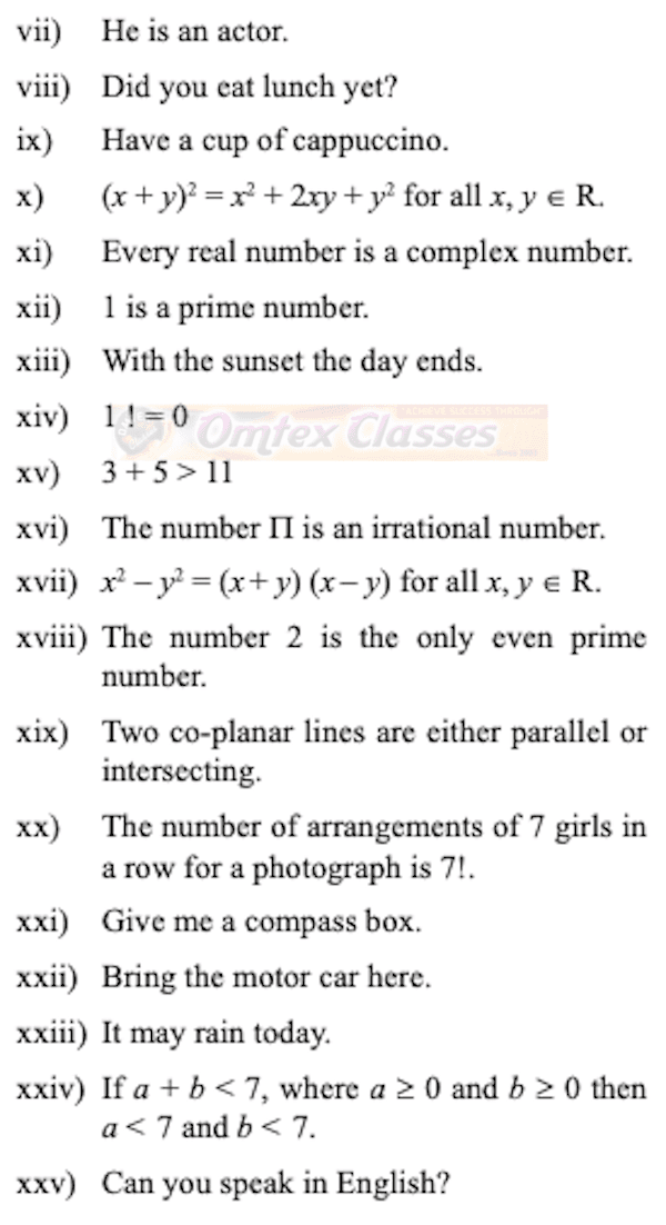 OMTEX CLASSES: Chapter 1: Mathematical Logic, EXERCISE 1.1