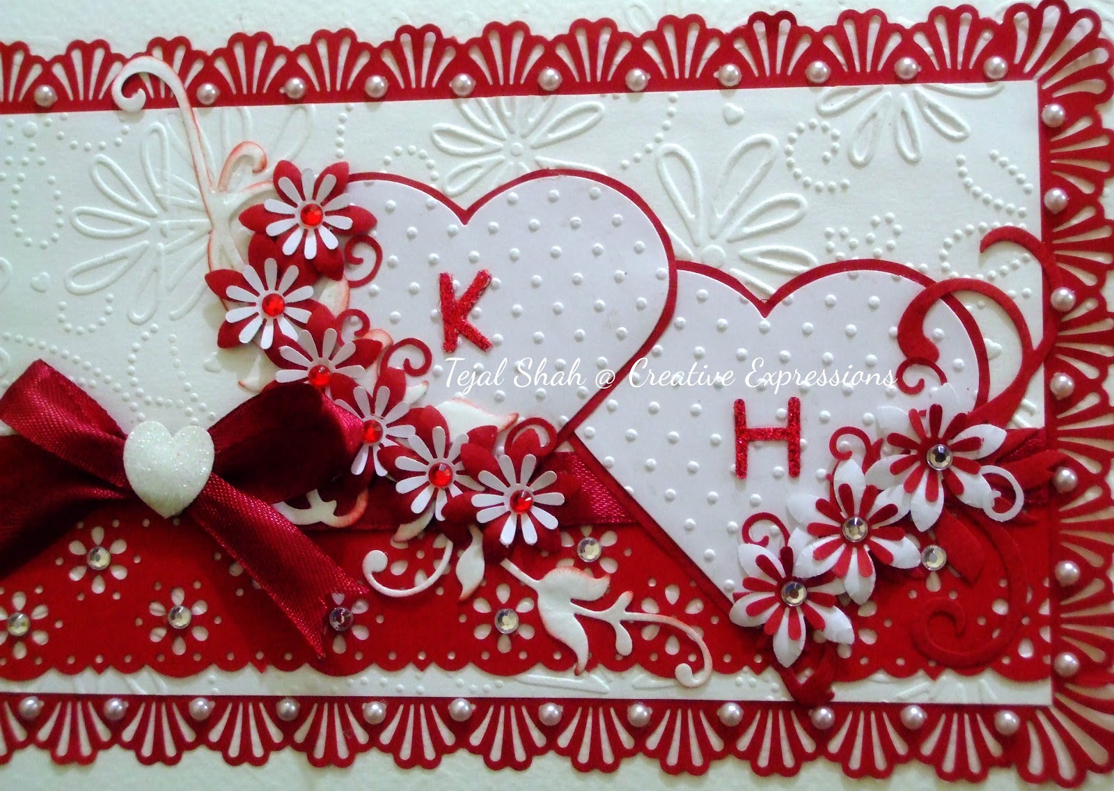 Creative Expressions: Red and white Engagment card