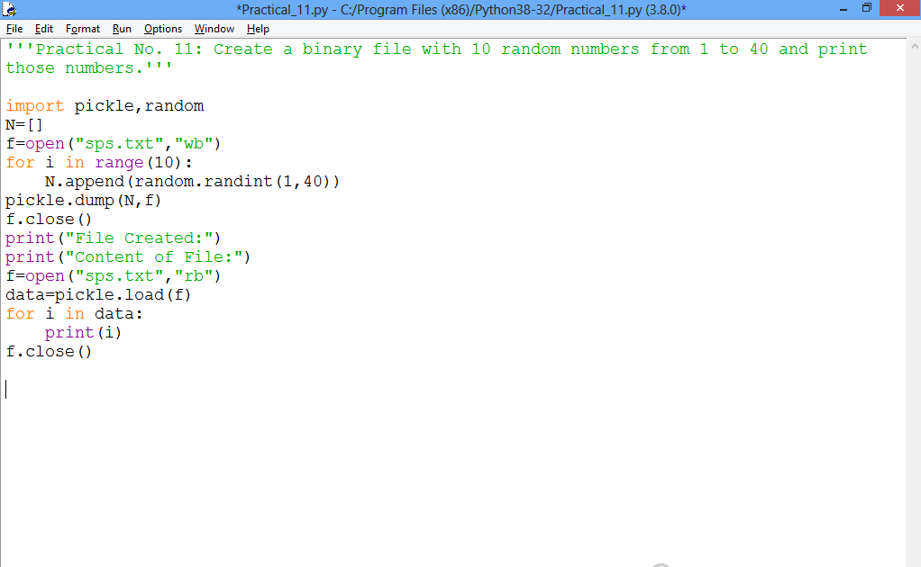 TGTPGTCS: Practical No: 11: - Create a binary file with 10 random ...