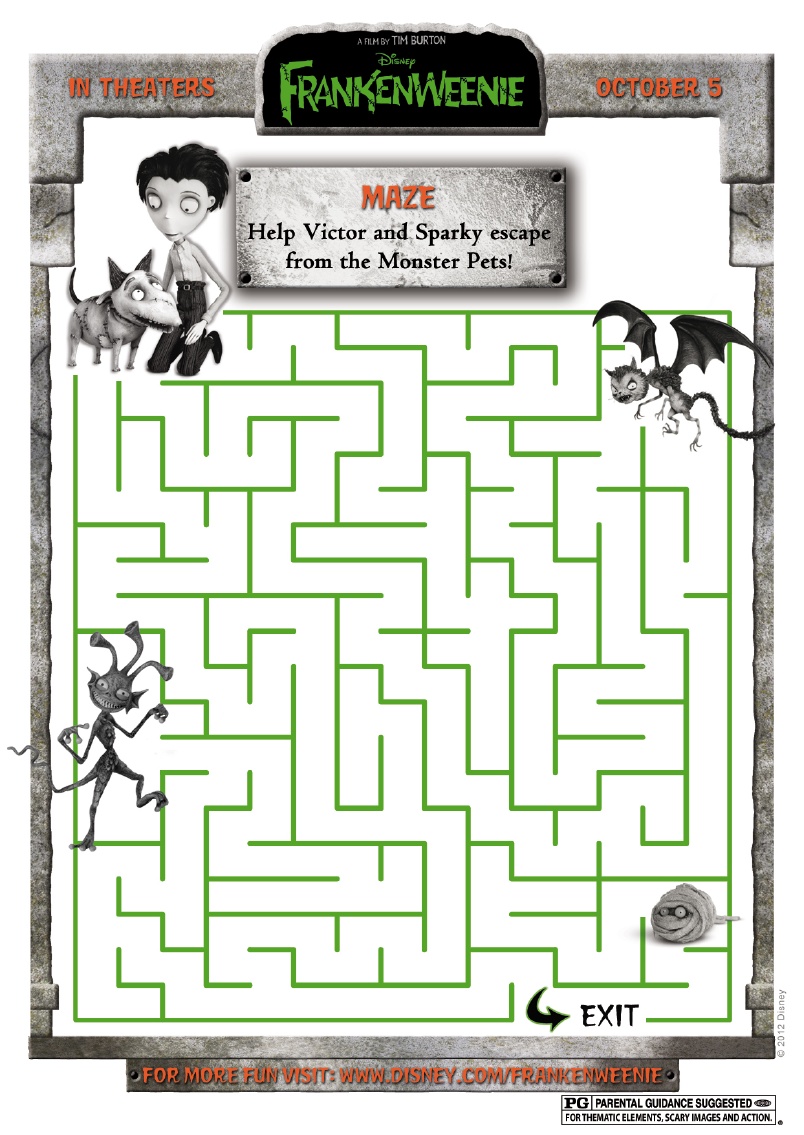 Susan's Disney Family: Disney's FRANKENWEENIE - Family Activity Sheets