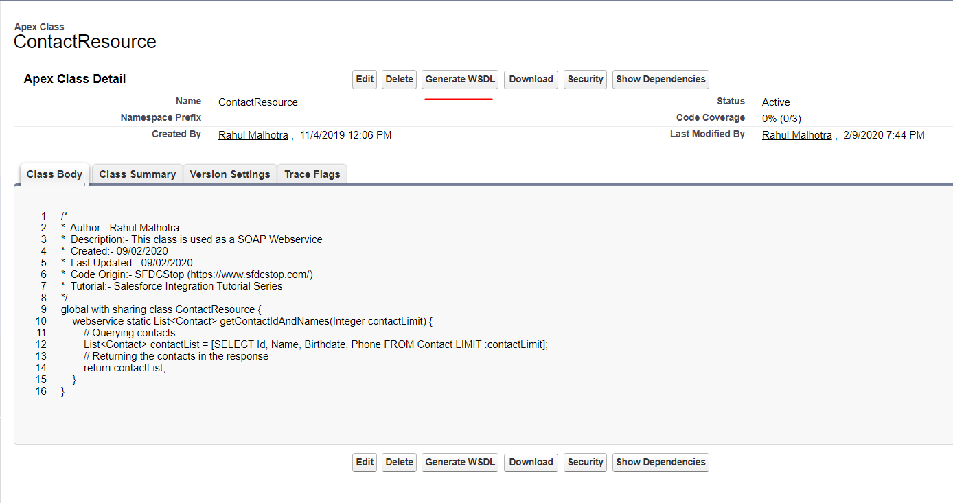 Salesforce Integration Tutorial Creating A Soap Web Service In Apex