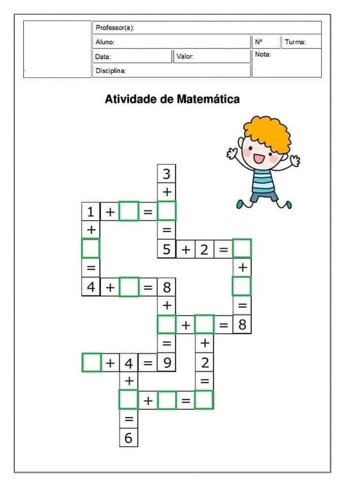 Feb 15 Cruzadinhas matemáticas - expressões numéricas simples com soma ...